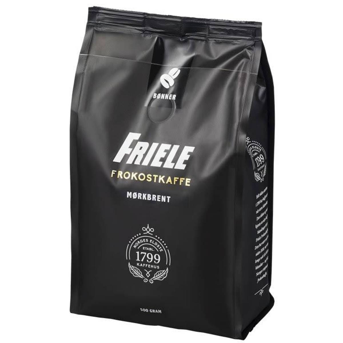 Friele frokostkaffe mørkbrent hel 500g - Kaffelageret.no